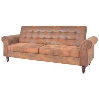 vidaXL Vidaxl - Canap&eacute;-lit avec accoudoirs en cuir synth&eacute;tique marron