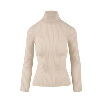 Akep Femme, Pulls, Blanc, Taille: 44 FR Pull à col roulé côtelé