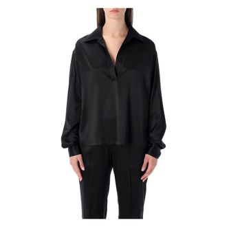 Tom Ford Stretch Seidensatin-Polohemd - - Blouses & Shirts - Damen - Schwarzk - M