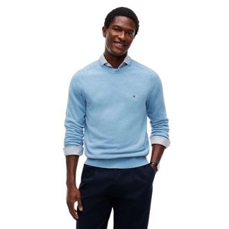 Tommy Hilfiger Pull Col Rond en Laine dAgneau - Homme - Pulls - Bleu - Taille: M