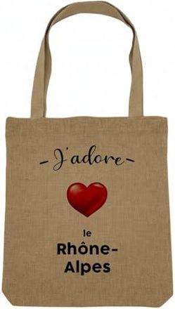 Fabulous Sac Shopping Tote Bag Aspect Lin - Jadore Le Rhone Alpes Region de France Lyon - Sac de Courses Toile Epaisse 360g Beige Naturel Cabas Port&eacute; Epaule So