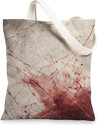 Generic Sacs fourre-tout en toile abstraite, sacs à provisions réutilisables, vintage légers et lavables avec bandoulière, beige, 13x15 Inch