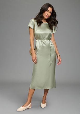 Laura Scott Satinkleid LAURA SCOTT, Damen, Gr. 40, N-Gr, salbei, Satin, Obermaterial: 100% Polyester. R&uuml;ckenteil: 95% Viskose, 5% Elasthan, gl&auml;nzend, figurbetont 