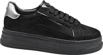 Janet & Janet Low-Top Sneaker - Black Textured Low Sneakers With Lace-Up Design - Gr. 38 (EU) - in Schwarz - f&uuml;r Damen