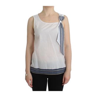 Ermanno Scervino &Auml;rmelloses Baumwolltop mit Schleifenakzent - - Tops - Damen - Wei&szlig; - L