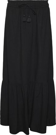 Vero Moda Damen Maxi Rock VMPretty Langer Sommerrock Boho 10311167 Black S
