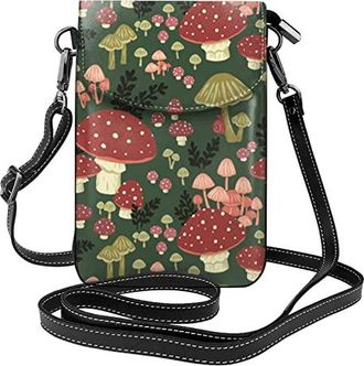 IUBBKI Champignons lumineux Art sac à main pour téléphone portable - petit portefeuille en cuir à bandoulière femmes bretelles sac transporter carte cosmétiq