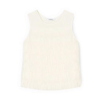 Motivi Georgette Top mit Fransen - - Tops - Damen - Wei&szlig; - XS