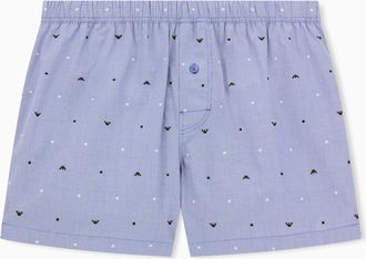 Emporio Armani Herren Logo Pattern Woven Boxer Boxershorts, blau, XL