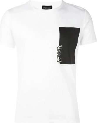 Emporio Armani T-shirt avec logo imprim&eacute; - Homme - Tops - Blanc - Taille: 2XL
