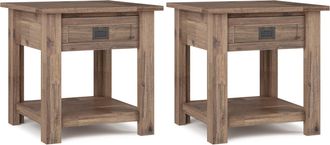 Simpli Home SIMPLIHOME Monroe Beistelltische aus massivem Akazienholz, 55,9 cm breit, quadratisch, rustikal, naturfarben, gealtertes Braun, für Wohnzimmer und Sch