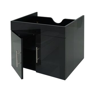 Mendler Waschbeckenunterschrank HWC-D16, Waschtischunterschrank Waschtisch Unterschrank Badm&ouml;bel, FSC Hochglanz 60cm - schwarz