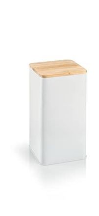 Tescoma 900840 Bo&icirc;te de rangement en m&eacute;tal avec couvercle en bambou 10 x 10 x 18,5 cm