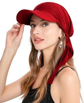 ZLYC Bandeau chimio pour femme avec visière à visière pré-nouée et légère, Bordeaux uni, taille unique