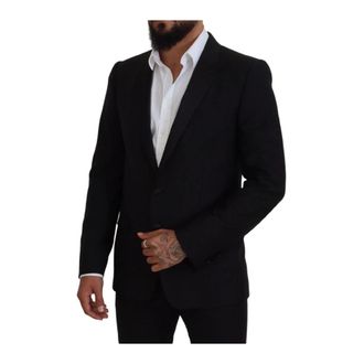 Dolce & Gabbana Schwarzer Zwei-Knopf Martini Blazer - - Jackets - Herren - Schwarzk - L