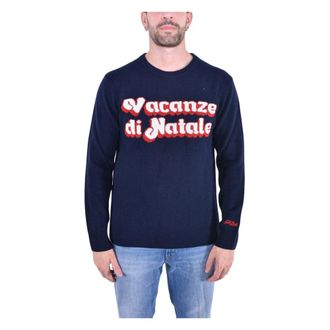 MC2 Saint Barth Eleganter wei&szlig;er Pullover mit Jacquardmuster - - Knitwear - Herren - Blau - XL