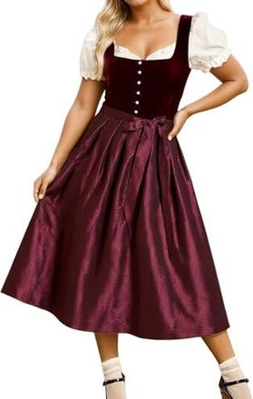 Generico Gen&eacute;rico Robe traditionnelle tyrolienne pour femme avec blouse tyrolienne, tablier tyrolien pour la f&ecirc;te de lOktoberfest, carnaval, costume traditionn
