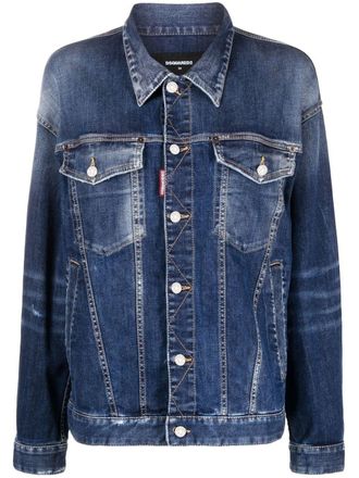 Dsquared2 veste en jean à effet usé - Bleu