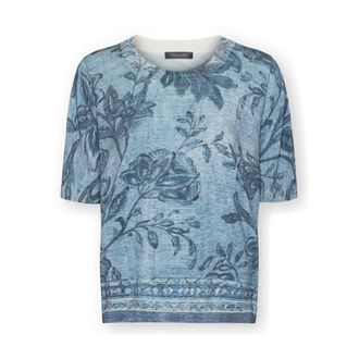 Elena Miro Bedruckte Strickware aus Baumwollmischung - - Tops - Damen - Blau - M