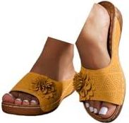 Generic Sandales larges pour femme, sandales et claquettes compens&eacute;es, chaussures d&eacute;t&eacute; &agrave; enfiler avec accents m&eacute;talliques, confortables et habill&eacute;es pour la m