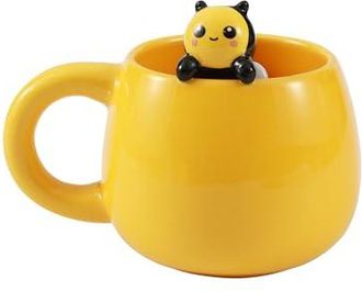 i-Total Tasse en céramique avec animal en céramique sur le bord, tasse à thé ou café (BEE)