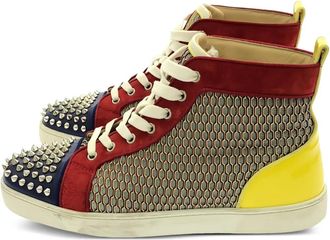 Christian Louboutin baskets montantes en cuir à détails de clous - Tons neutres