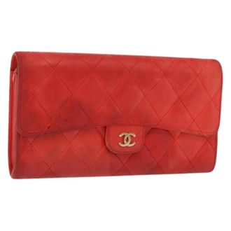 Chanel Portefeuille en cuir Pre-owned - Femme - Pre-owned - Rouge - Taille: ONE Size