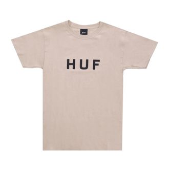 HUF Huf, Homme, Tops, Beige, Taille: XL Logo Tee Sand T-shirt Homme