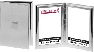 Silberkanne Reise-Fotorahmen Klappbar (2x 6x9 cm) | Premium Silber Plated versilbert | Edles Geschenk mit Box