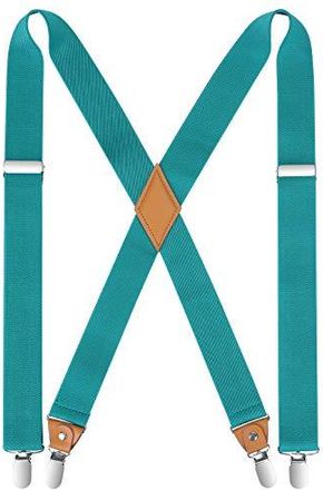 Hisdern Bretelles pour hommes avec bretelles tres robustes a 4 attaches robustes Porte-jarretelle ajustable Aqua de style X