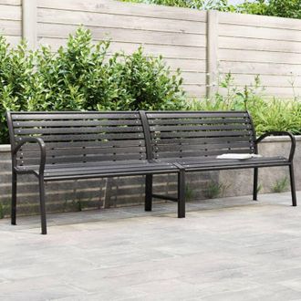 vidaXL vidaXL Banc double de jardin noir 231 cm acier et WPC