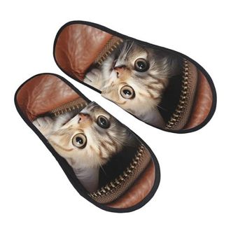 Generic Pantoufles DH&ocirc;tel Le Chat Sort La T&ecirc;te DUne Poche En Cuir Zipp&eacute;e Peluche Pantoufles En Coton R&eacute;utilisables Chausson Hotel Pour Chambre Automne Int&eacute;rie