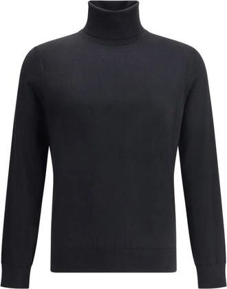 Ermenegildo Zegna Homme, Pulls, Noir, Taille: M Pull &agrave; Col Roul&eacute; en Cachemire