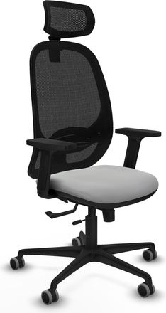 Piqueras y Crespo Cilanco B&uuml;rostuhl mit 2D-Armlehnen, h&ouml;henverstellbare Lendenwirbelst&uuml;tze und Kopfteil, h&ouml;henverstellbar und neigbar, Schwarz/Hellgrau