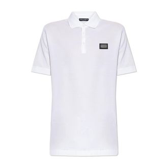 Dolce & Gabbana Homme, Tops, Blanc, Taille: M Polo avec application de logo