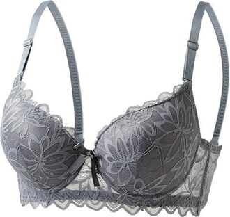 Generic Soutien-gorge traditionnel &agrave; armatures en dentelle pour femme avec bonnets fins, bralette r&eacute;glable, ensemble de fitness sexy pour femme, gris, 38