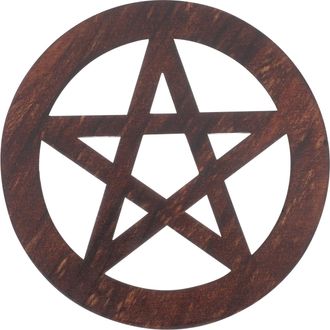 Angoily Holzaltar Pentagramm Fliesen Dekor: Holz Pentagramm Wandkunst Dekor Altar Ornamente für Wicca Pagan Altars Rituale Tischdekoration, Kaffee, 12x12 cm, 