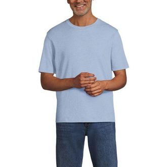 Lands End Supima Kurzarm-Shirt mit Rundhalsausschnitt, Herren, Gr&ouml;&szlig;e:48-50 regular, Blau, Baumwolle, by Lands End