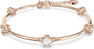 Swarovski Bracelet-jonc Constella, coupe ronde, cristaux transparents, plaqué ton or rosé