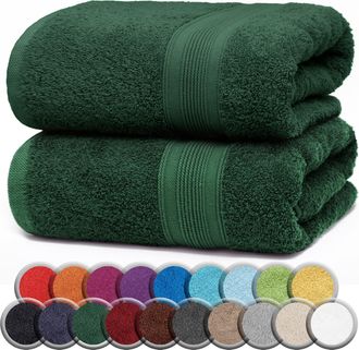 NatureMark 2er Pack SAUNATÜCHER Premium Qualität 80x200cm SAUNATUCH Sauna-Handtuch 100% Baumwolle Farbe: Dunkel Grün
