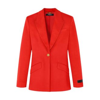 Versace Femme, Vestes, Rouge, Taille: 36 FR Wool Single-Breasted DV Blazer