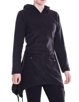 vishes Zipfelkleid Extra warmes Damen Winterkleid Pullover-Kleid Sweatkleid Eco-Fleece Hippie, Hoodie Style, Alternative Bekleidung