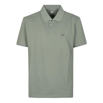 C.P. Company C.p. Company, Homme, Tops, Vert, Taille: M Polo Stretch Piqu&eacute; Manches Courtes