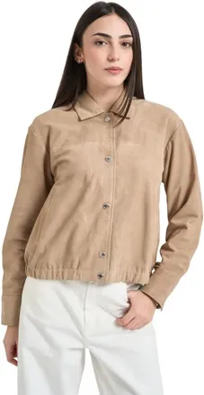 Bomboogie Femme, Vestes, Beige, Taille: 38 FR Classic Collar Jacket