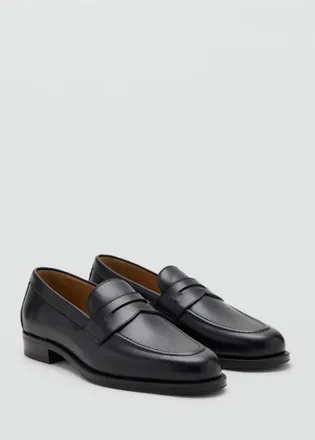 Mango Mocassins cuir d&eacute;tail en forme de masque noir - Homme - 39 - MANGO MAN