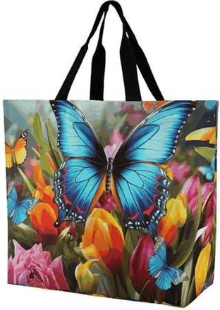 Generic Papillon Et Fleur Color&eacute;s Sac Cabas L&eacute;ger Sacs Grand Sac Fourre Tout Pour Travail Quotidienne Voyage