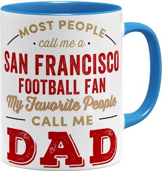 OM3 San-Francisco-Fan Tasse - Keramik Becher - American Football Mug - 11oz 325ml - Beidseitig Bedruckt - Hellblau