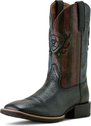 Ariat Homme Sport Liberty Antler Wide Square Toe Cowboy Boot Botte de Western, Imprim&eacute; Hippopotame Noir, 41 EU