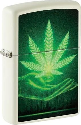 Zippo Sturmfeuerzeug - Cannabis, Glow-in-The-Dark, Color Image - Nachf&uuml;llbar - Wiederverwendbar - Windfestes Design - Geschenkbox - Made in USA