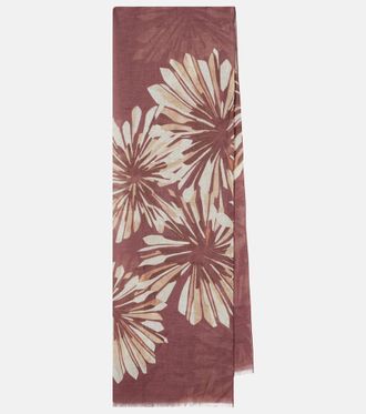 Brunello Cucinelli &Eacute;charpe en lin &agrave; fleurs
